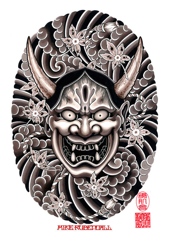 Hannya Mask Giclée Print by Mike Rubendall – Kings Avenue Collective